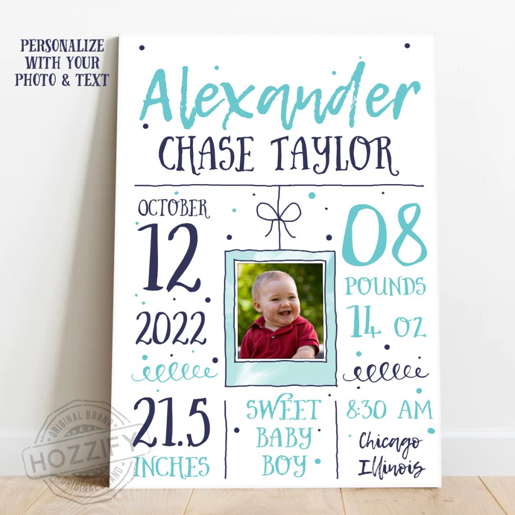 Birth Stats Sign Upload Picture Printable Birth Announcement Newborn ...
